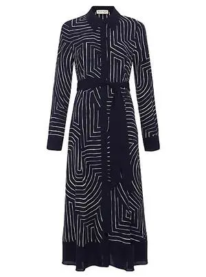 PHASE EIGHT Charlotte Geometric-print Woven Midi Dress - Navy/ivory