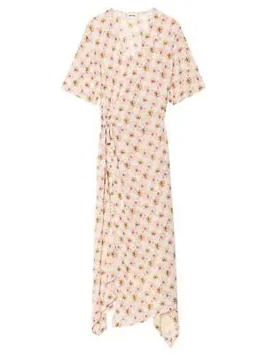 Zadig&Voltaire Floral-print Woven Wrap Midi Dress - Pear