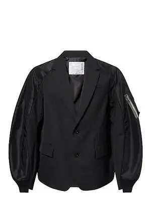 Sacai Tailored Wool-blend And Nylon Jacket - Black