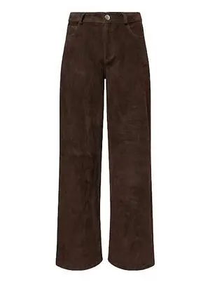 Nour Hammour Milo Straight-leg Suede Trousers - Marron Profond