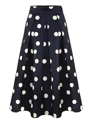 PHASE EIGHT Polka-dot Woven Midi Skirt - Navy