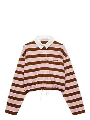 Prada Stripe-print Long-sleeve Cotton-jersey T-shirt - Pink