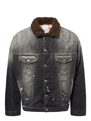 Acne Studios Faux-fur-collar Padded Denim Jacket - Black