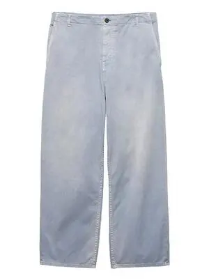 Prada Washed Straight-leg Cotton-gabardine Trousers - Blue