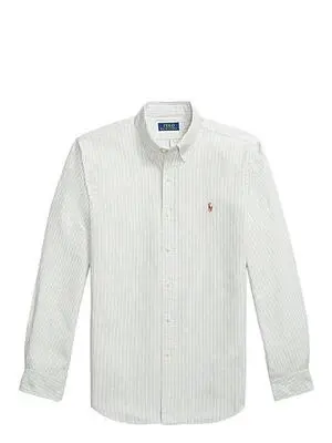 Polo Ralph Lauren Striped Logo-embroidered Cotton Oxford Shirt - 6636j Shamrock/white