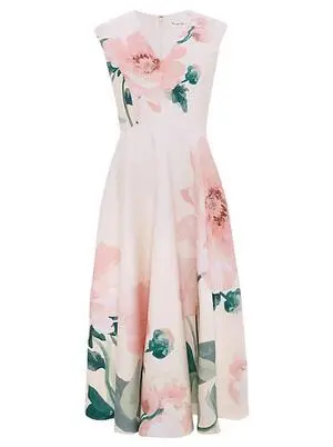 PHASE EIGHT Floral-print Woven Midi Dress - Pale Pink
