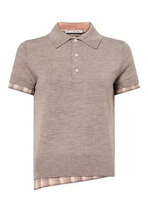 Acne Studios Kalissa Layered Wool Polo Shirt - Light Brown Melange