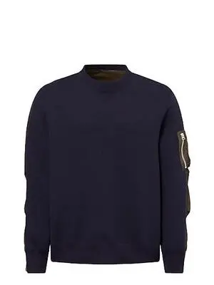 Sacai Cotton-blend Sweatshirt - Navy D Khaki