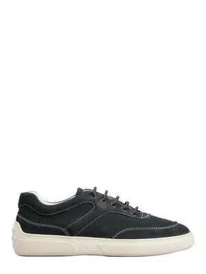 TOD'S Nubuck Sneakers With Wavy T Detailing - Blue
