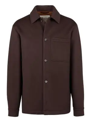 TOD'S Spiga Wool Drap Shirt Jacket - Brown