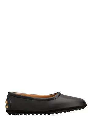 TOD'S Metal Dots Nappa Leather Ballerinas - Black