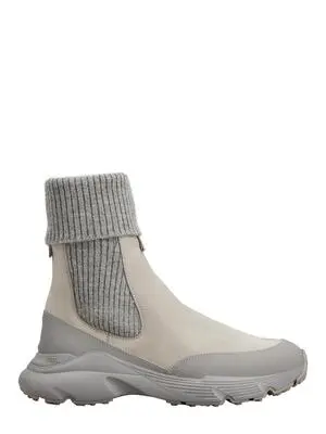 TOD'S Chelsea Boots In Nubuck And Knit - Grey