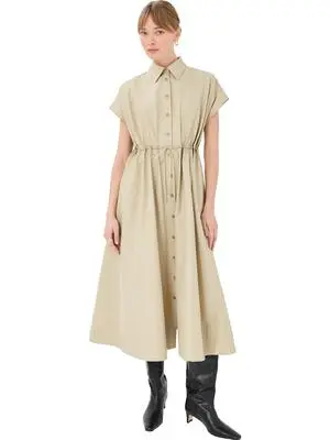 Brandon Maxwell The Blake Short Sleeve Shirt Dress - Dune