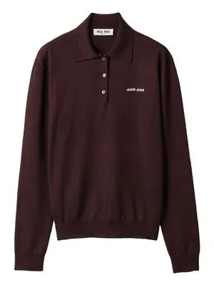 Miu Miu Wool Knit Polo Shirt - Cocoa Brown