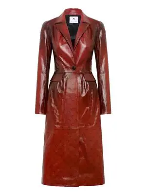 MARINE SERRE Airbrushed Leather Tailored Coat - Red