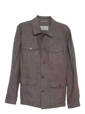 Canali Flap Pockets Shirt Jacket - Brown