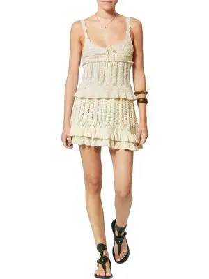 MARANT ETOILE Neves Ribbon Crochet Tank Top Neutrals