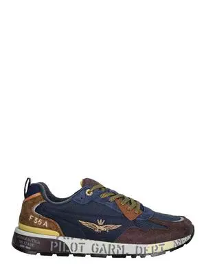 AERONAUTICA MILITARE Logo-embroidered Lace-up Sneakers - Blue