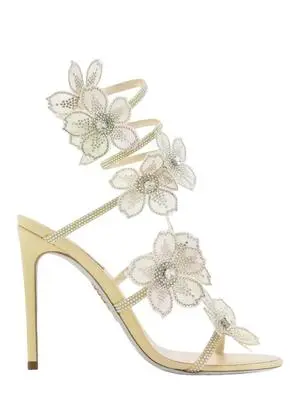 Rene Caovilla Floral-embellished Spiral Sandals - Neutrals