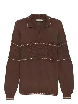 Canali Striped V-neck Jumper - Brown