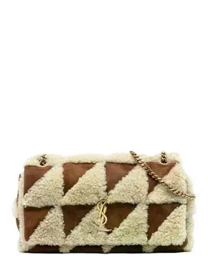 Saint Laurent Medium Suede And Shearling Patchwork Jamie Shoulder Bag - Brown