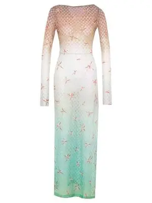 Missoni Embroidered Long-sleeved Mesh Dress - White