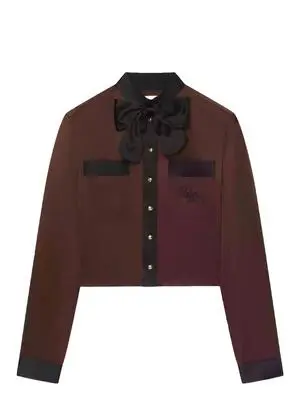 FRAME X Ritz Paris Bow Pocket Blouse - Brown