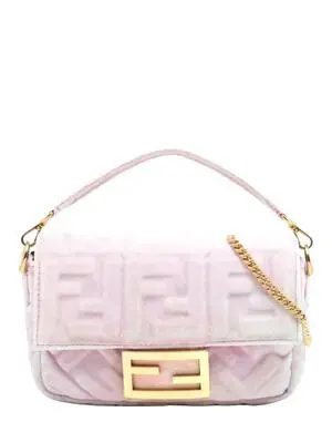 Fendi Mini Zucca Embossed Velvet Baguette Satchel - Pink