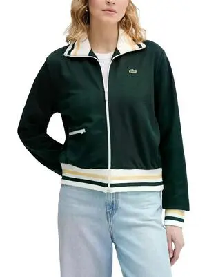 Lacoste Striped Zip-up Sweater - Green