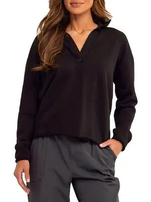 THREADS 4 THOUGHT Lucetta Collared Knit Top - Black