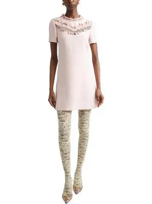 Valentino Garavani Crystal Bow Crepe Couture Minidress - Rose