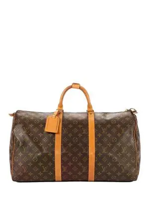 LOUIS VUITTON 50 Keepall Monogram Luggage Bag Brown