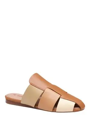 Johnston & Murphy Claire Leather Fisherman Mule Sandal - Tan Multi Nappa Leather