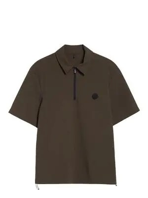 Moncler Logo Patch Quarter Zip Polo - Peat