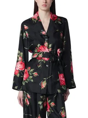 Dolce & Gabbana Vanity Rose Print Shirt - Black