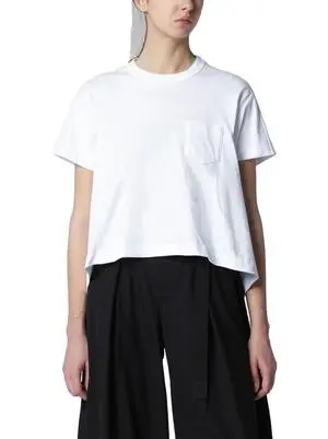 Sacai Cropped Cotton T-shirt - White