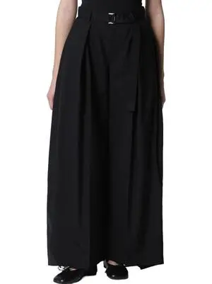 Sacai Wide Leg Wool Blend Trousers - Black