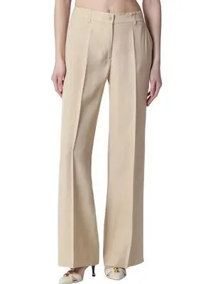 P.a.r.o.s.h Viscose Wide Leg Trousers - Beige