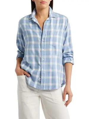 Frank & Eileen Relaxed Fit Cotton Button-up Shirt - Large Blue White Check