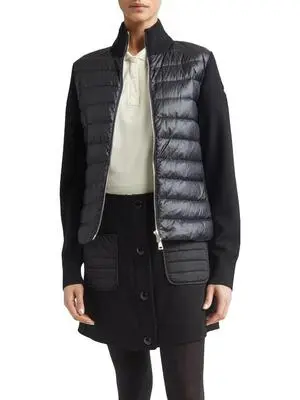 Moncler Wool Knit & Down Cardigan - Black