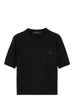 Gucci Knit Wool Top With Double G Embroidery - Black