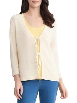 Jones New York Tie-front Cardigan - White Sand