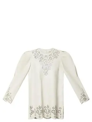 Isabel Marant Nala Laser-cut Floral Lambskin Mini Dress - Chalk