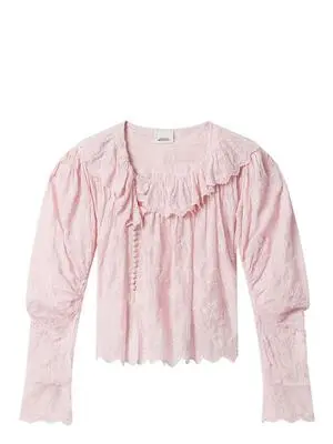 Isabel Marant Zelly Floral Embroidered Top Pale Pink