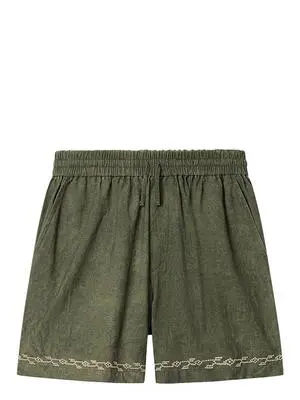 Isabel Marant Zilan Embroidered Cotton Gauze Shorts - Light Khaki