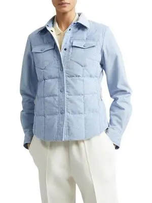Moncler Nangy Quilted Down Shirt Jacket - Light Blue