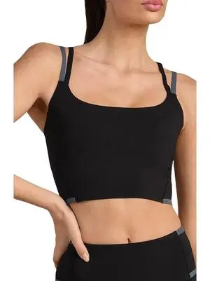 RHONE Instinct Contrast Longline Upf 50+ Sports Bra - Pure Black