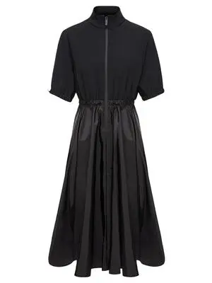 Moncler Crêpe Cady And Nylon Midi Dress - Black