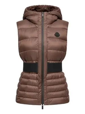 Moncler Melia Hooded Down Vest - Brown