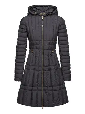 Moncler Menthelong Vertical-quilted Hooded Down Jacket - Black